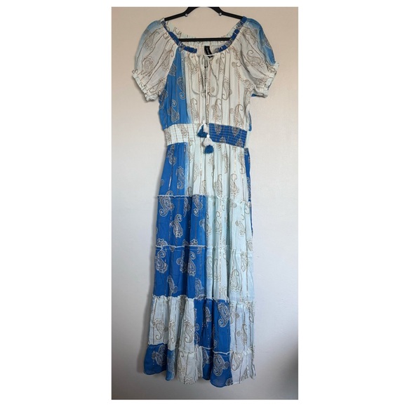 Me 2 Magic | Dresses | Me 2 Magic Blue Tiered Boho Maxi Dress Size ...